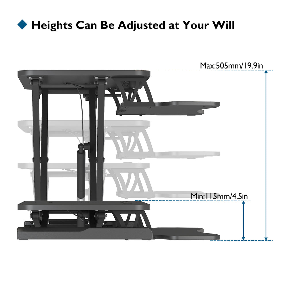 BONTEC Standing 32inch/800mm Desk Converter, Height Adjustable Dual Ti
