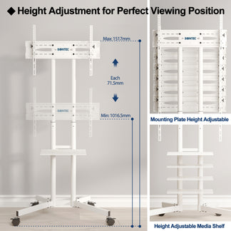 BONTEC Mobile TV Stand on Wheels for 32-85 inch LCD LED OLED Flat Curv