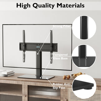 BONTEC Universal Table Top Pedestal TV Stand with Bracket for 26”-55”