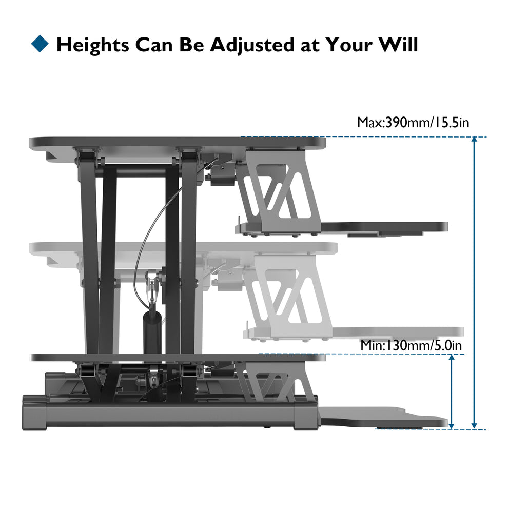 BONTEC Standing Desk Converter, 55cm Stand up Desk Riser, Height Adjus