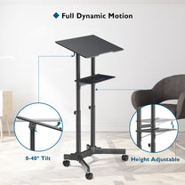 BONTEC Mobile Standing Laptop Desk Converter, Sit Stand Desk with Whee