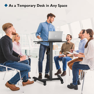 BONTEC 65 × 45cm Mobile Standing Desk with 4 Rolling Castors