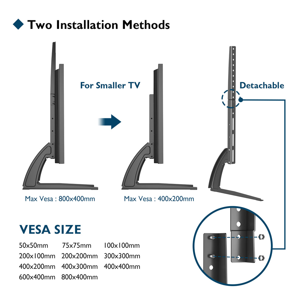 BONTEC Universal Table Desk Pedestal TV Stand Tabletop Screen Monitor